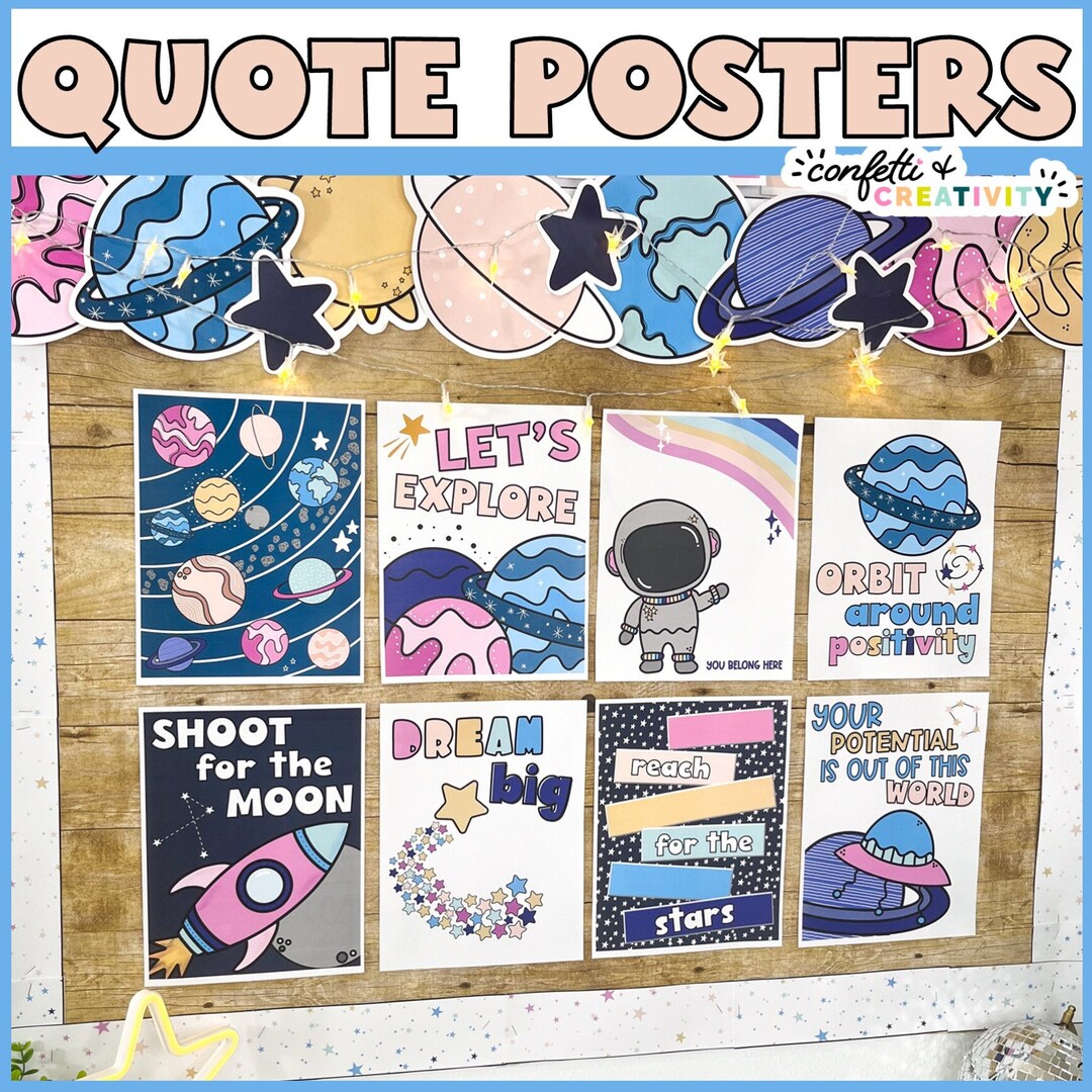 Space Classroom Quote Posters: Inspirational Elementary Decor (digital ...