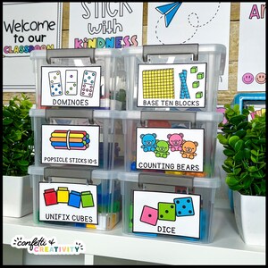 Bright Math Manipulative Labels: Math Classroom Decor (digital Download ...
