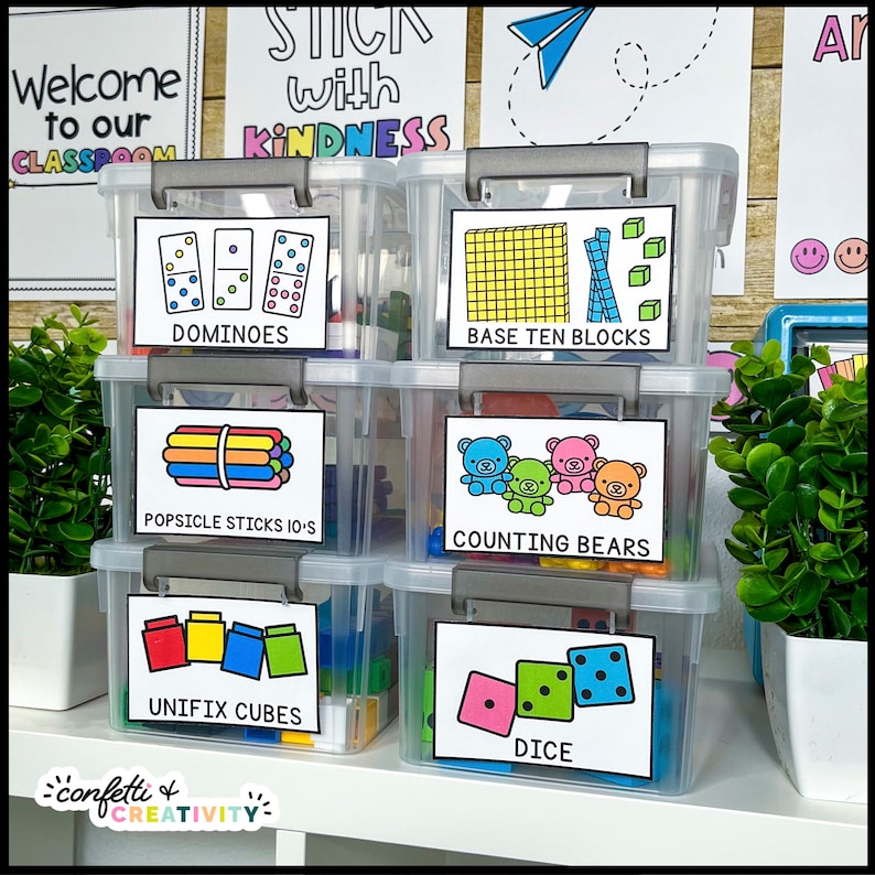 Bright Math Manipulative Labels Math Center Labels Math - Etsy