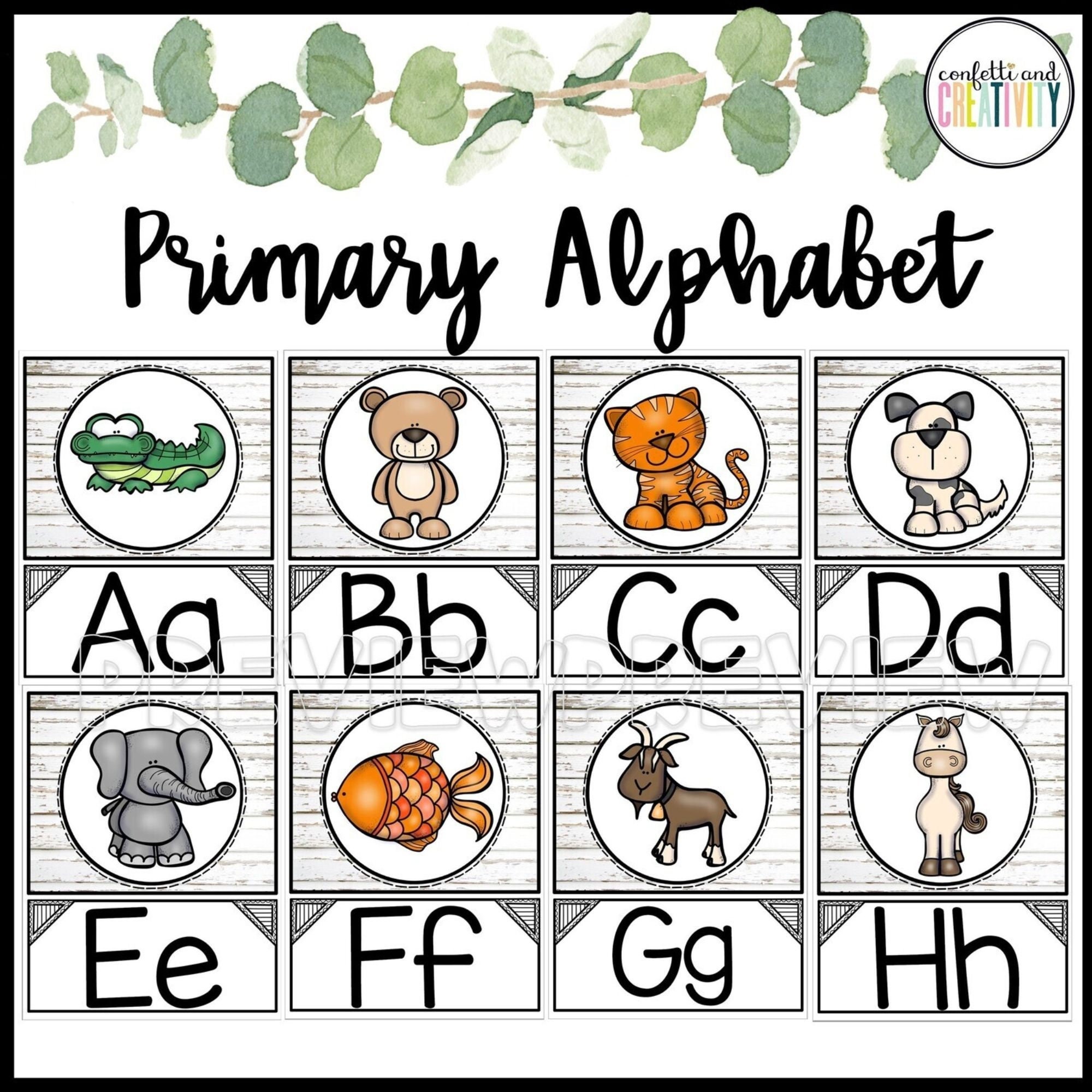 Farmhouse Classroom Animal Alphabet Posters: Rustic Wood Decor (digital ...