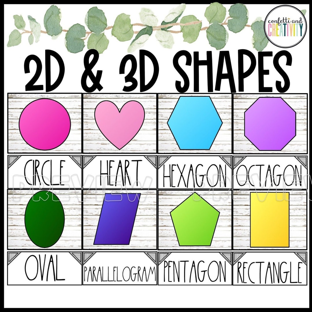 2D and 3D Shapes Posters for the Classroom | Modern Farmhouse Classroom ...