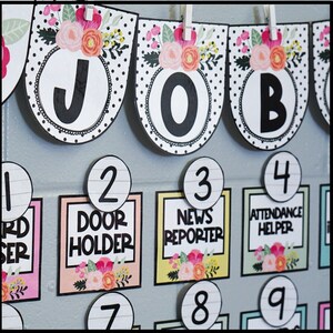 Floral Classroom Job Chart: Editable Elementary Display (digital ...