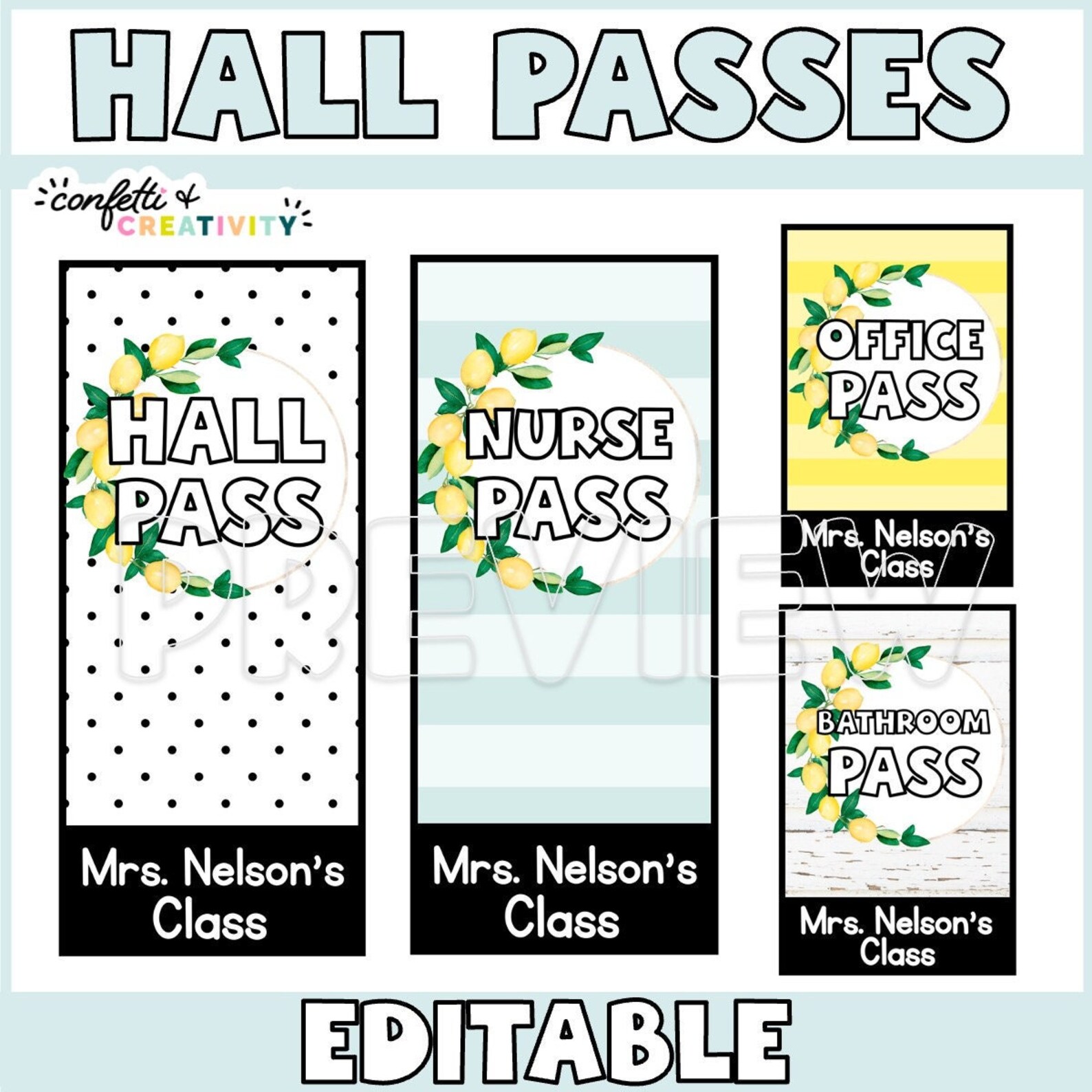 PRINTABLE Classroom Hall Passes Personalized Classroom Hall Pass ...