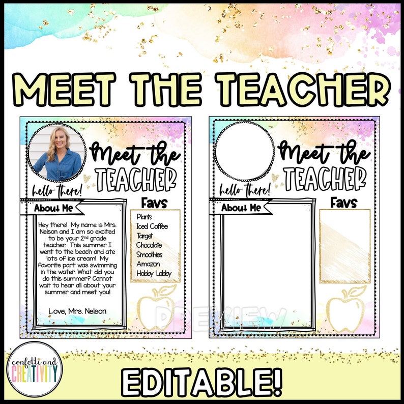 Editable Meet the Teacher Template Pastel Classroom Decor - Etsy