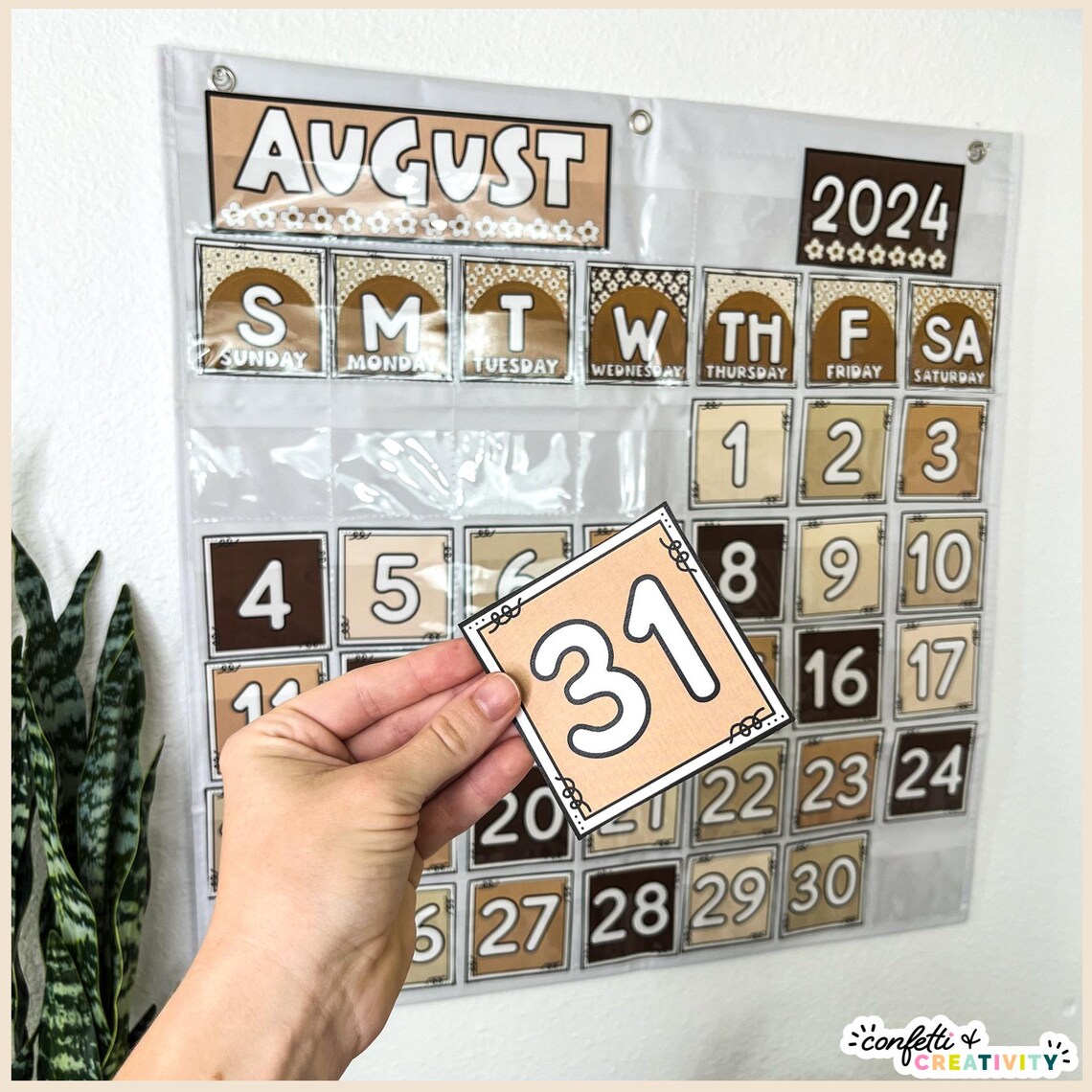 Neutral Classroom Calendar Pack: Pocket Chart & Flip Calendar (digital ...