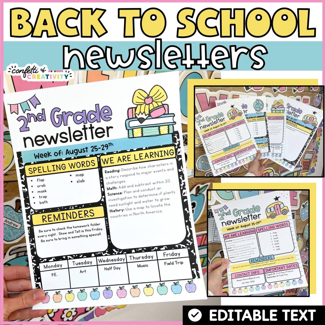 Editable Classroom Newsletter Template: Back to School, Teacher ...