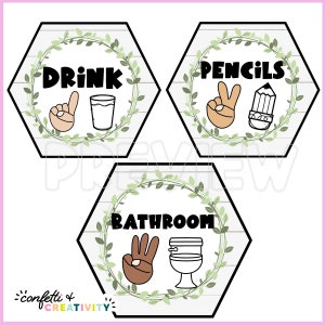 Floral Farmhouse Hand Signal Posters | Floral Classroom Decor ...