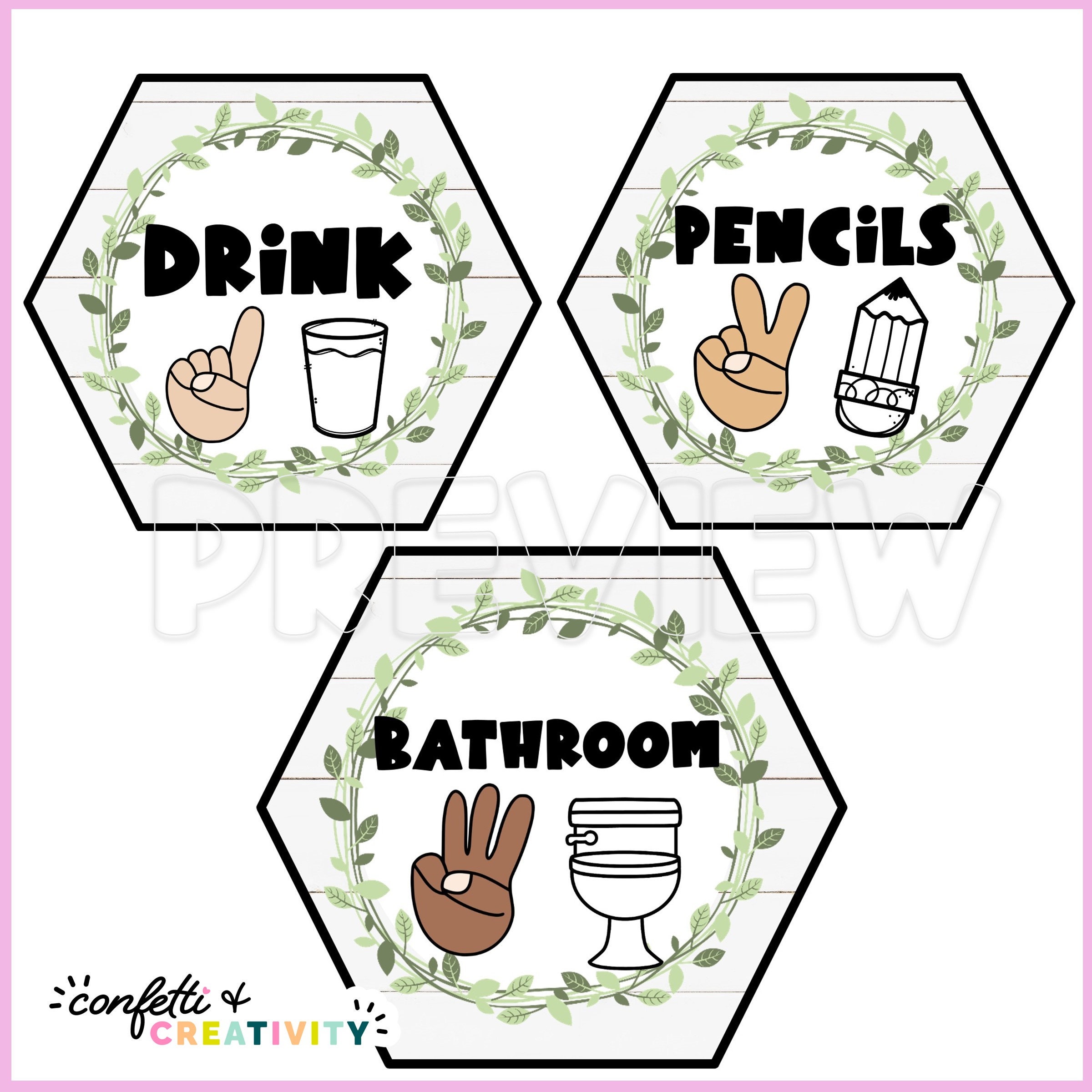 Floral Classroom Hand Signal Posters: Elementary Decor (digital ...
