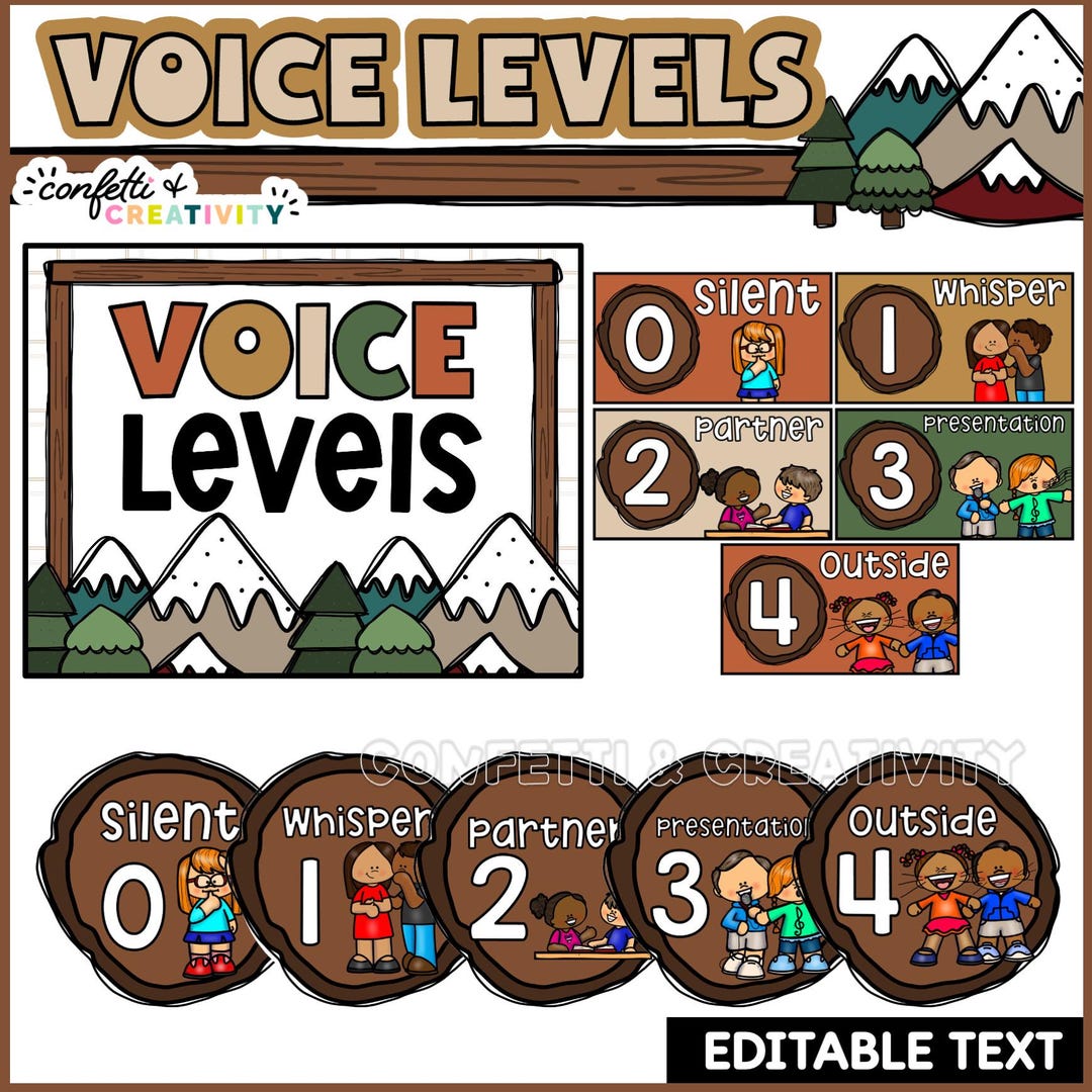 Camping Themed Classroom Voice Levels Display | Nature Theme Noise ...