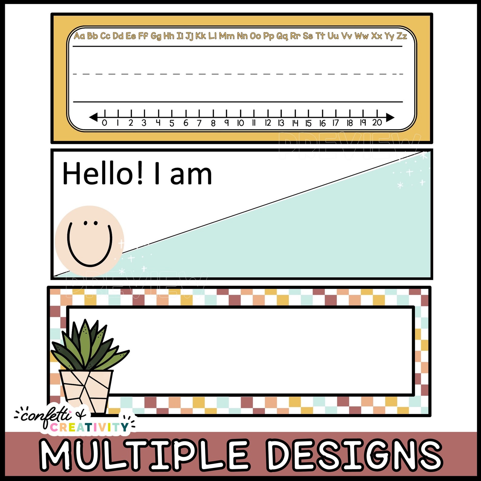 Neutral Classroom Desk Name Plates: Editable Elementary Student Name ...
