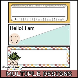 Neutral Student Desk Plates | Student Name Tags | Desk Name Plates for ...