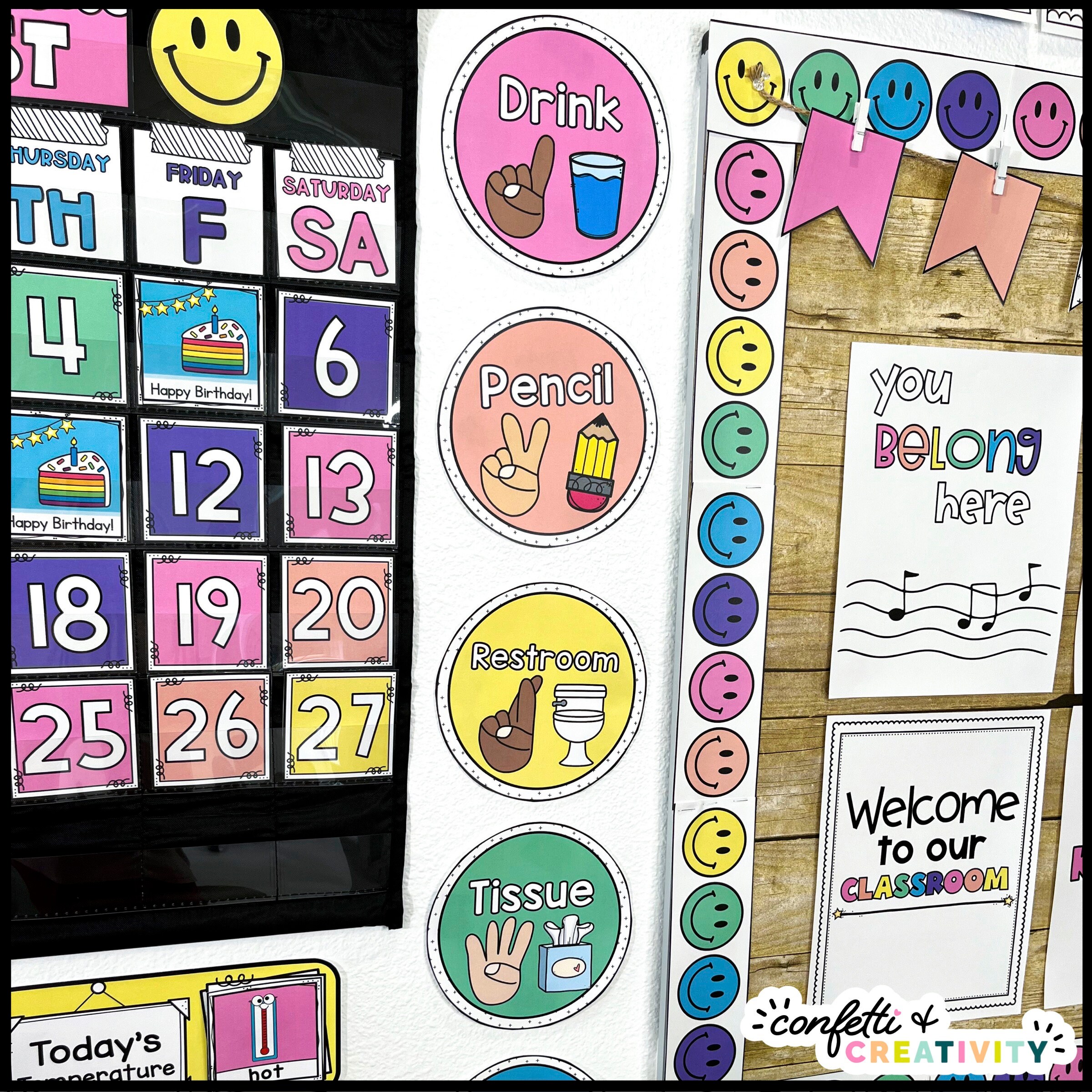 Bright Classroom Hand Signal Posters: Multicultural Decor (digital ...