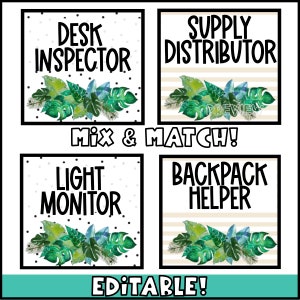 Tropical Classroom Jobs Display | Editable Classroom Jobs | Classroom ...
