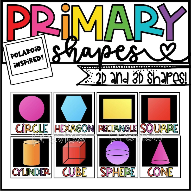 2D and 3D Shapes Posters for the Classroom Bright Classroom - Etsy