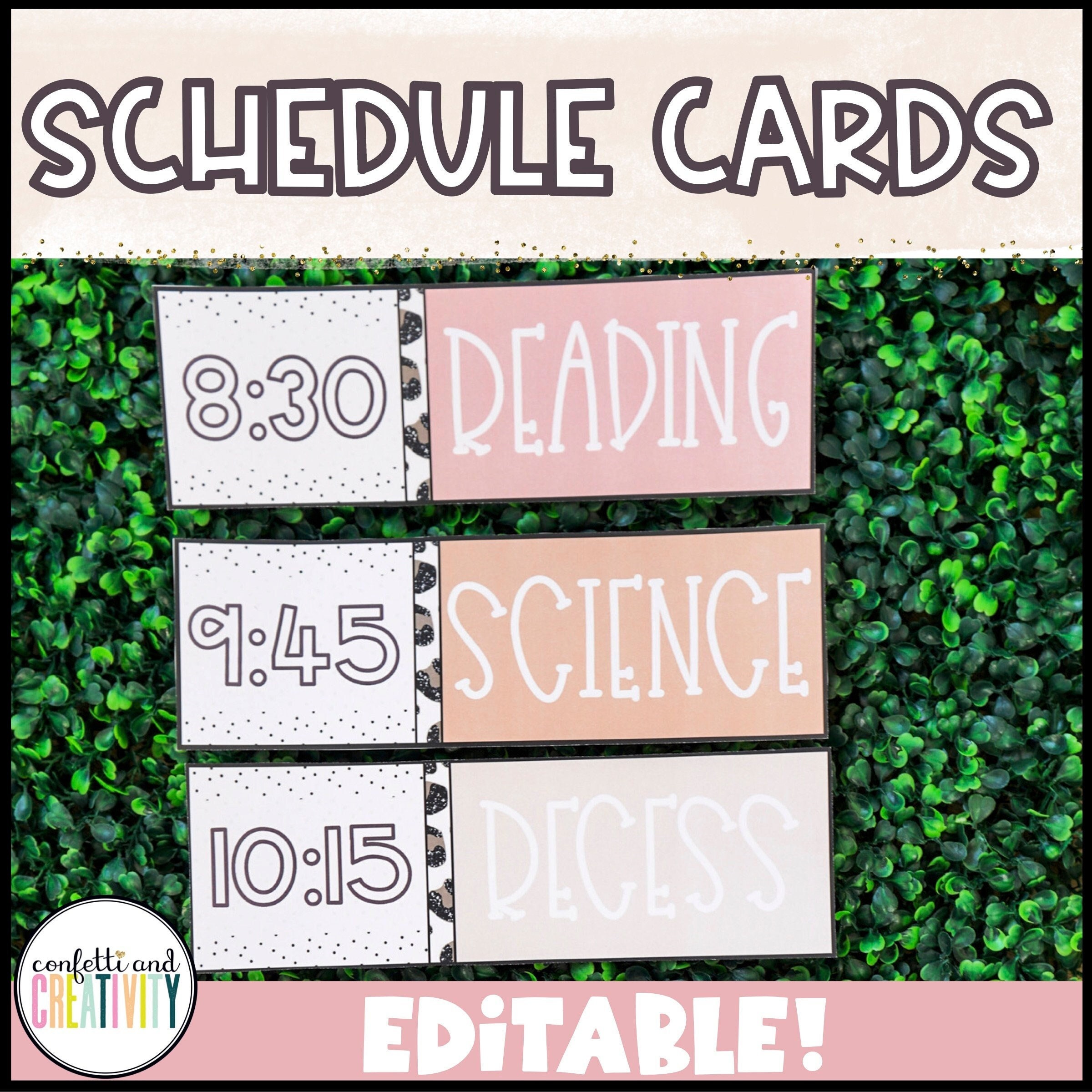 Boho Classroom Schedule Cards: Editable Neutral Decor (digital Download ...