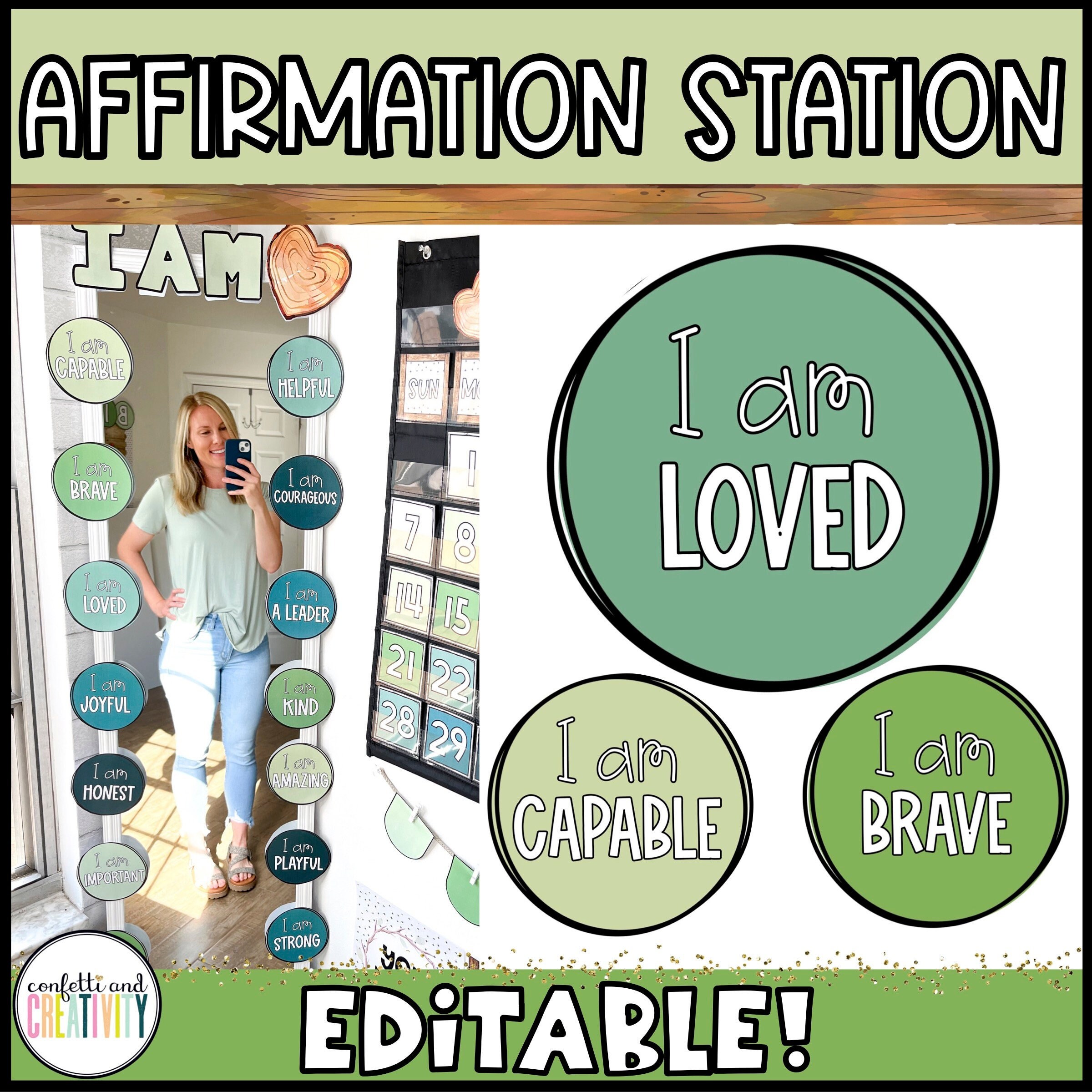 Nature Classroom Affirmation Station: Positive Adjectives (digital ...