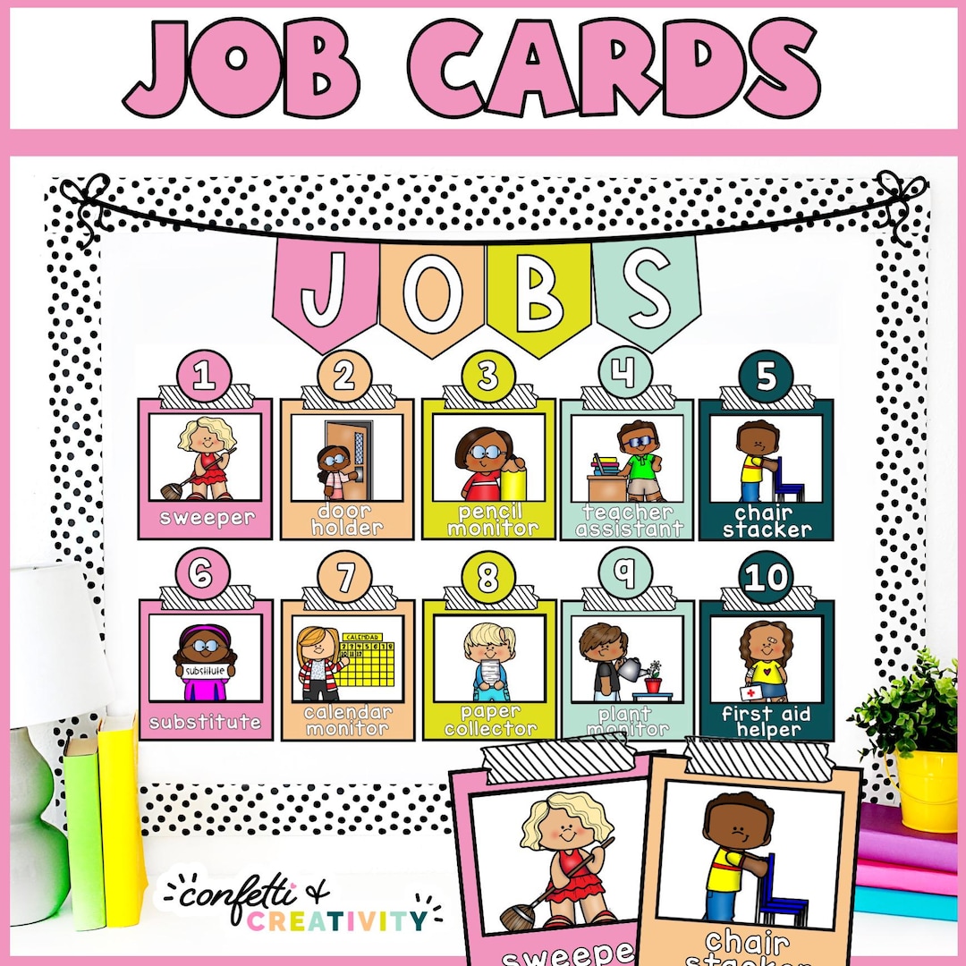 Bright Classroom Jobs Chart: Editable Display Cards (digital Download ...