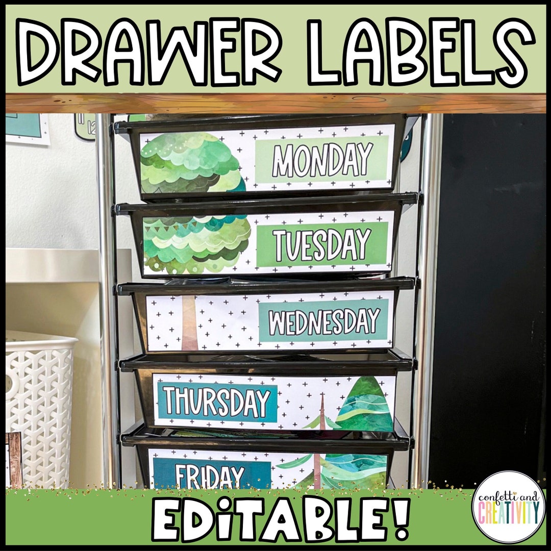 10 Drawer Cart Labels for the Classroom | Nature Classroom Decor ...