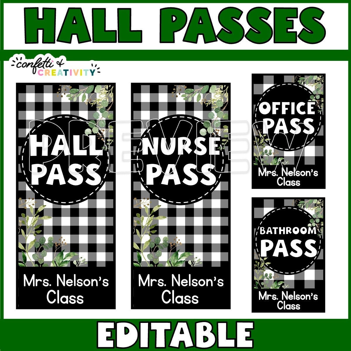 PRINTABLE Classroom Hall Passes Personalized Classroom Hall Pass ...