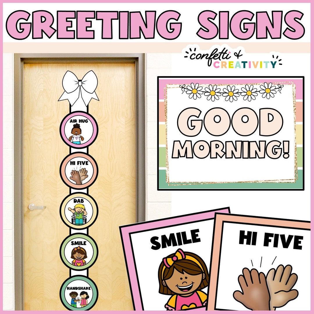 Retro Greeting Signs for Students | Morning Greeting Signs | Classroom ...