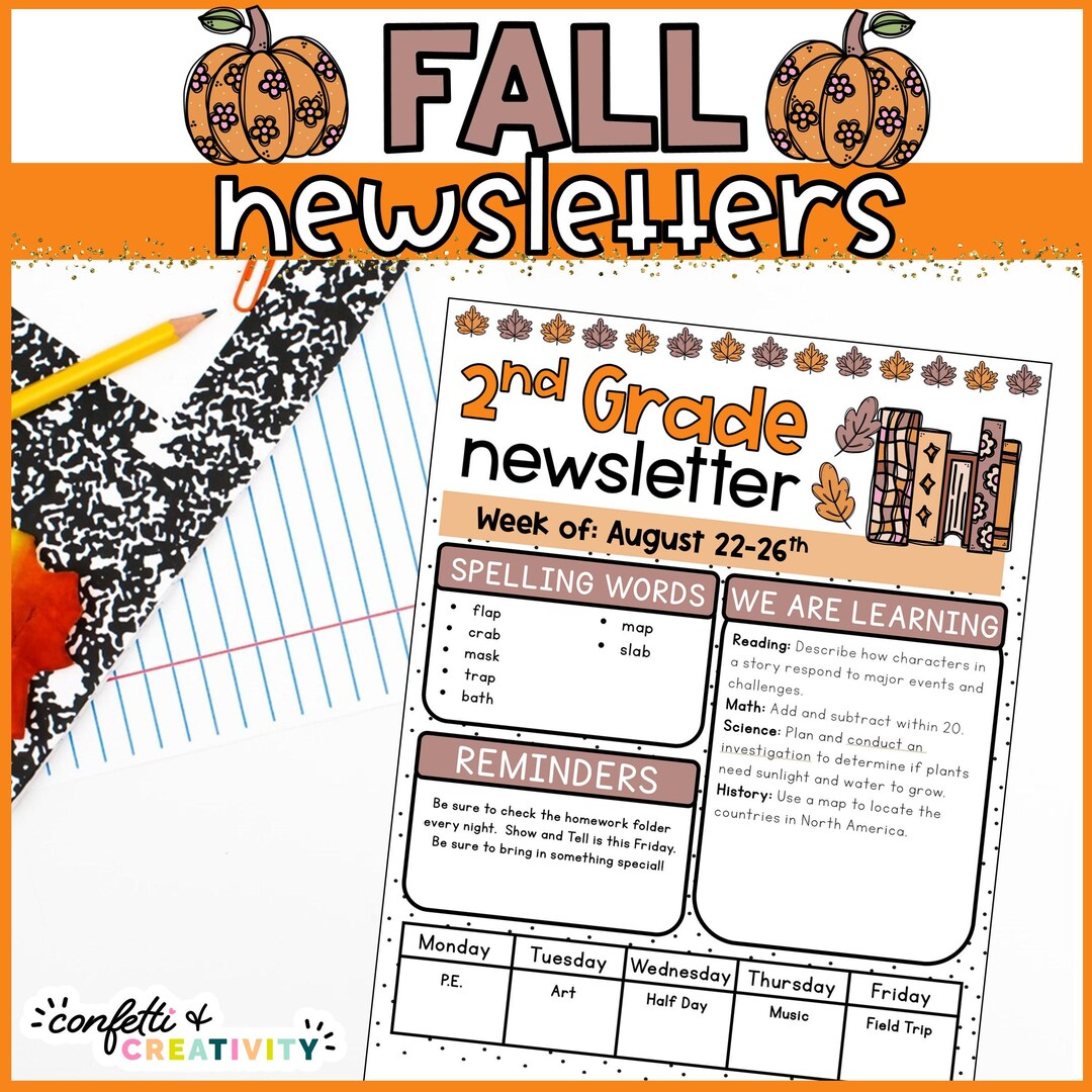 EDITABLE Fall Classroom Newsletter | Fall Classroom Calendar | Teacher ...