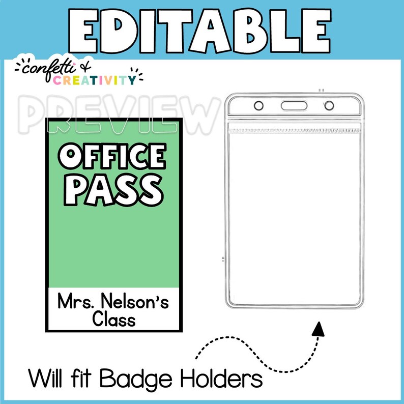 Printable Classroom Hall Passes: Editable Teacher Lanyard Pass (digital ...