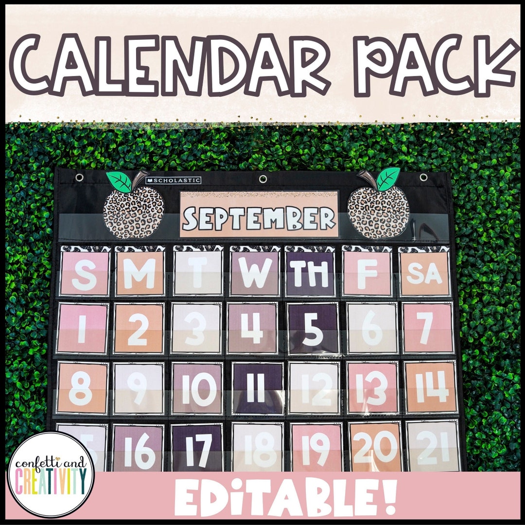 Boho Neutral Classroom Calendar Pack | Pocket Chart Calendar Cards ...