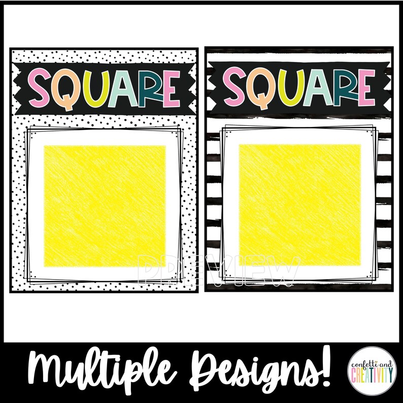 2D and 3D Shapes Posters for the Classroom Bold Brights - Etsy