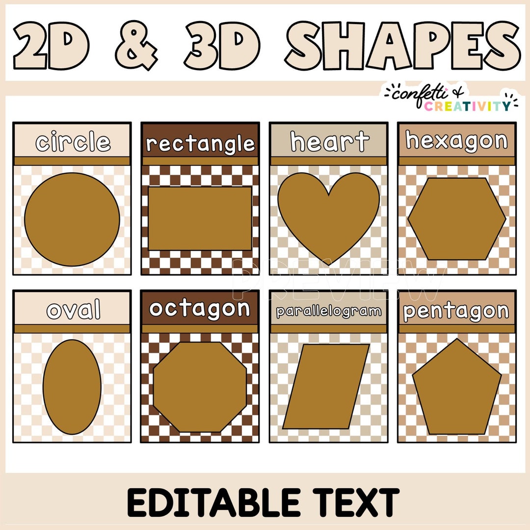 2D and 3D Shapes Posters for the Classroom Neutral Classroom Decor ...