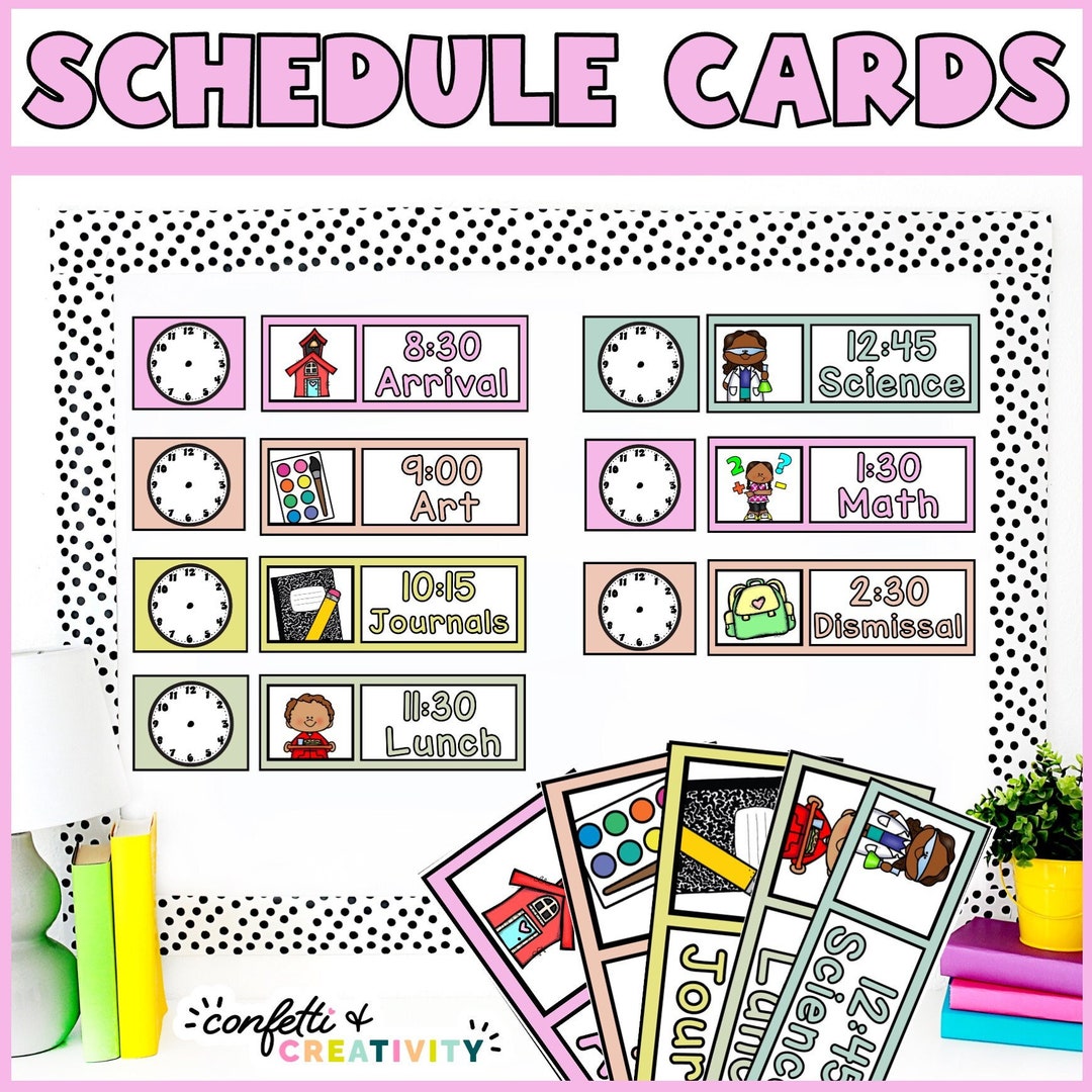 Classroom Daily Schedule Cards | Editable Classroom Schedule ...