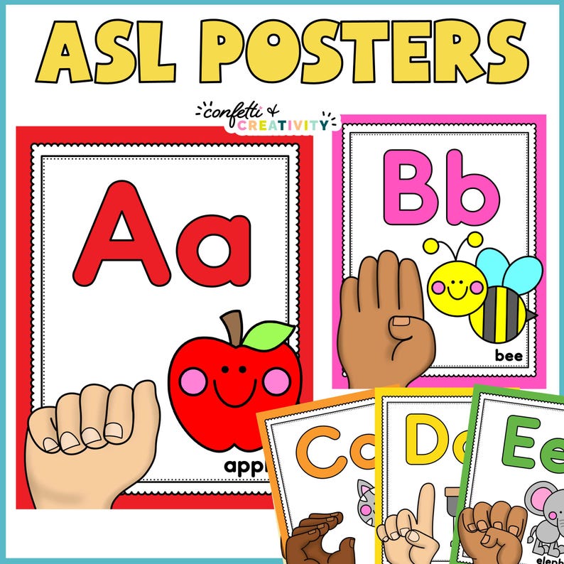 Watercolor ASL Alphabet Posters: Sign Language Classroom Decor (digital ...