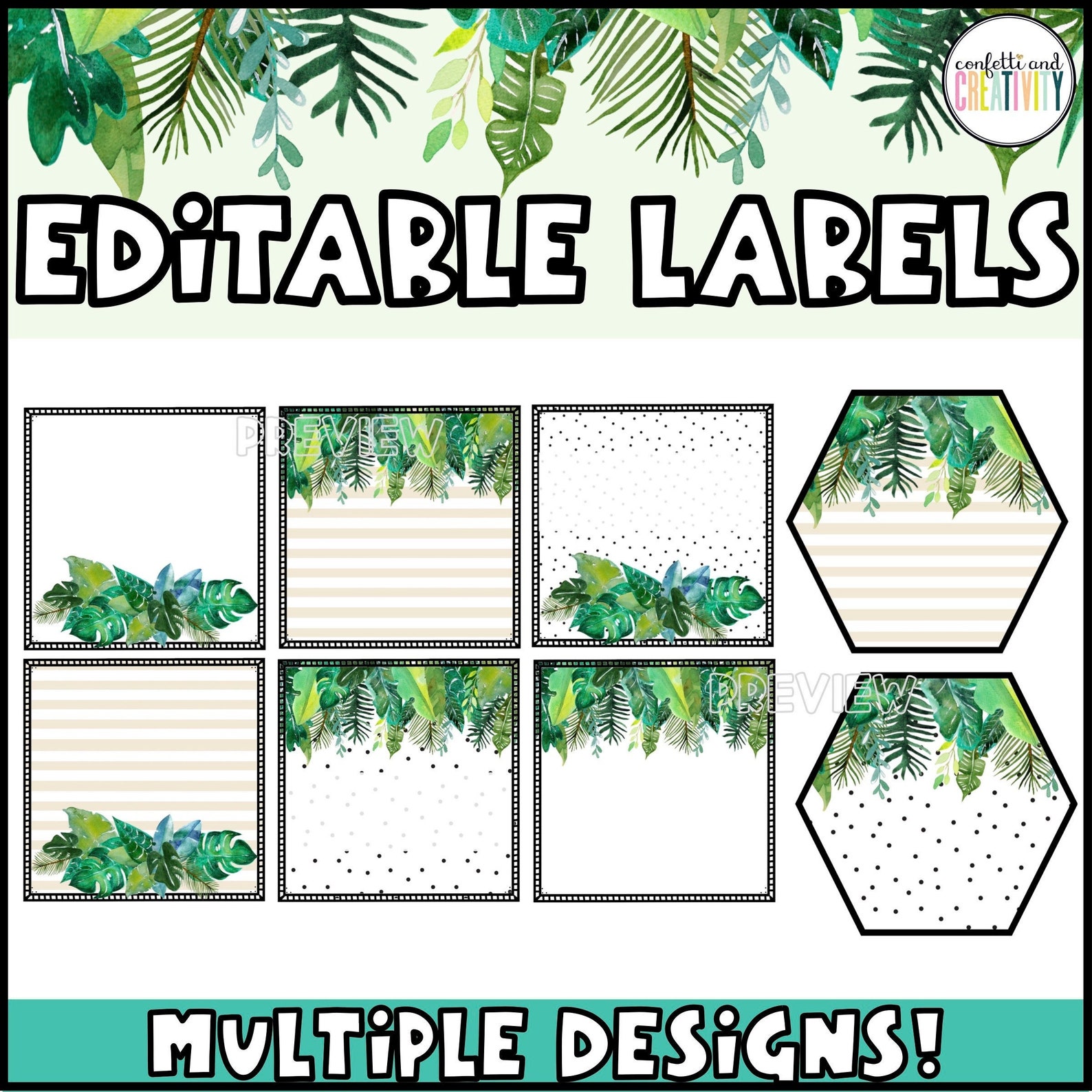 Tropical Classroom Labels: Editable Teacher Templates (digital Download ...