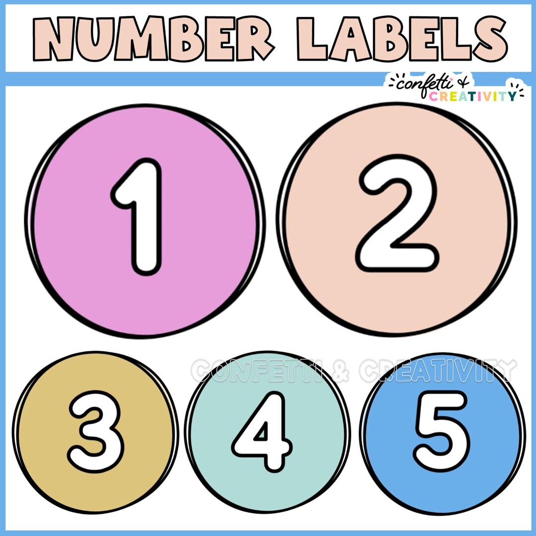 Colorful Number Labels 1-40: Space Classroom Decor (digital Download ...