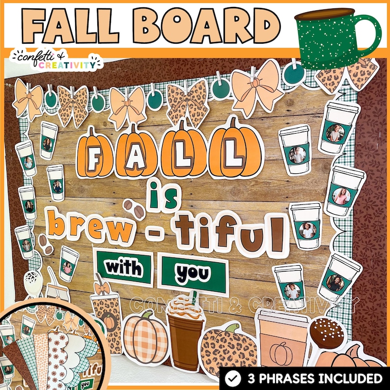 Fall Coffee Bulletin Board Kit: Coffee Classroom Decor (digital ...