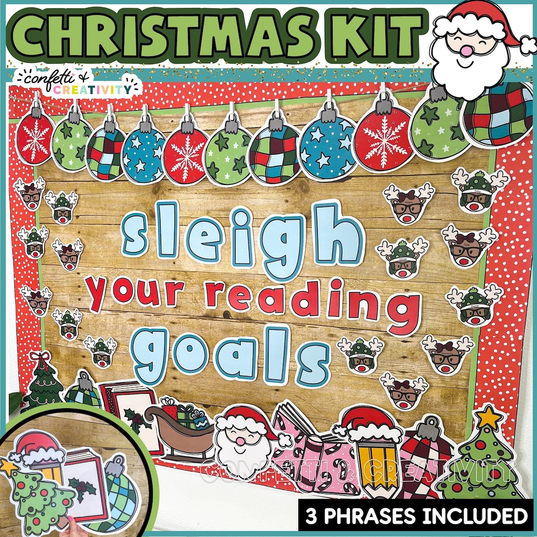 Christmas Reading Bulletin Board Kit: December Classroom Decor (digital ...