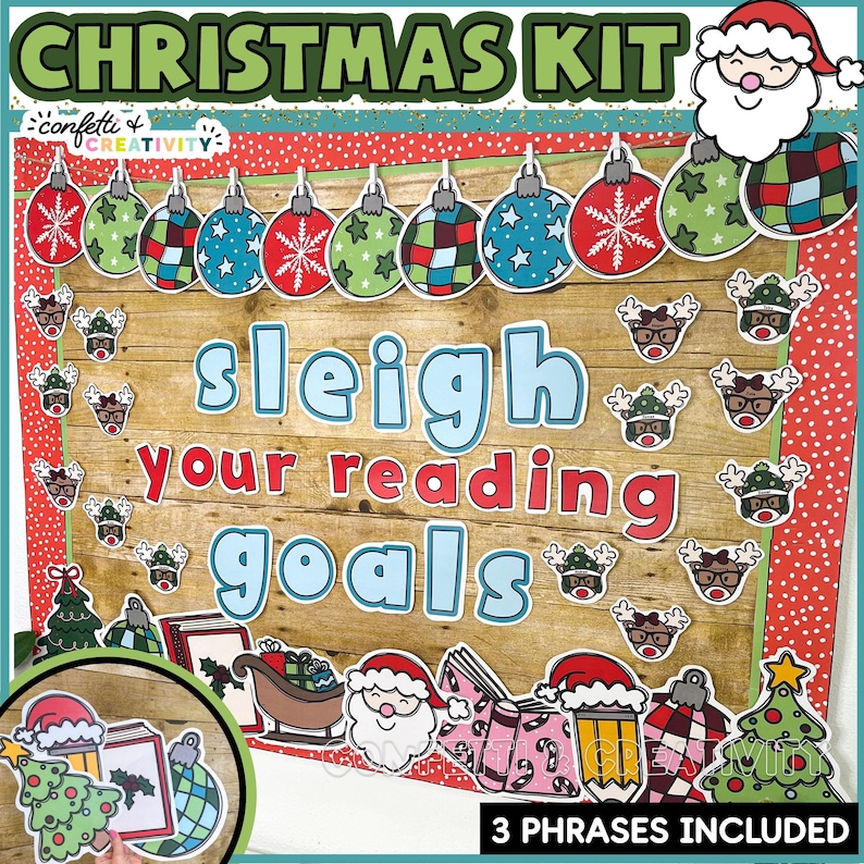 Christmas Reading Bulletin Board Kit: December Classroom Decor (digital ...