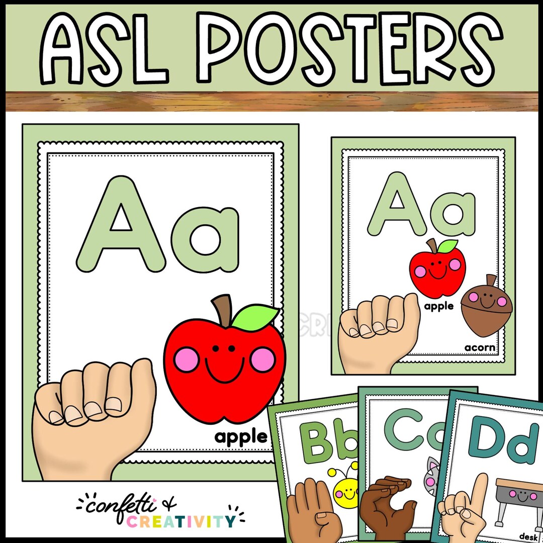 Nature ASL Alphabet Posters: Sign Language Classroom Decor (digital ...