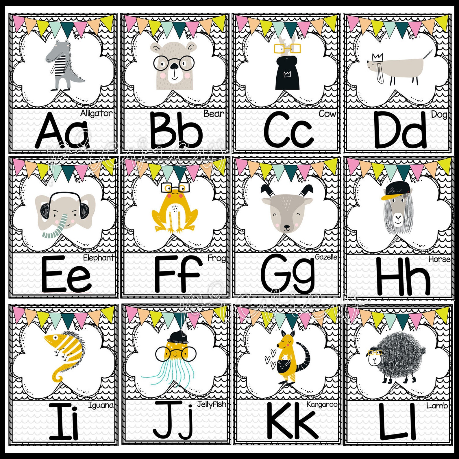 Bold Brights Classroom Alphabet Posters Alphabet Display - Etsy