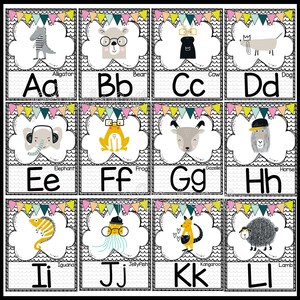 Bold Brights Classroom Alphabet Posters | Alphabet Display | Animal ...