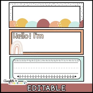 Neutral Student Desk Plates | Student Name Tags | Desk Name Plates for ...