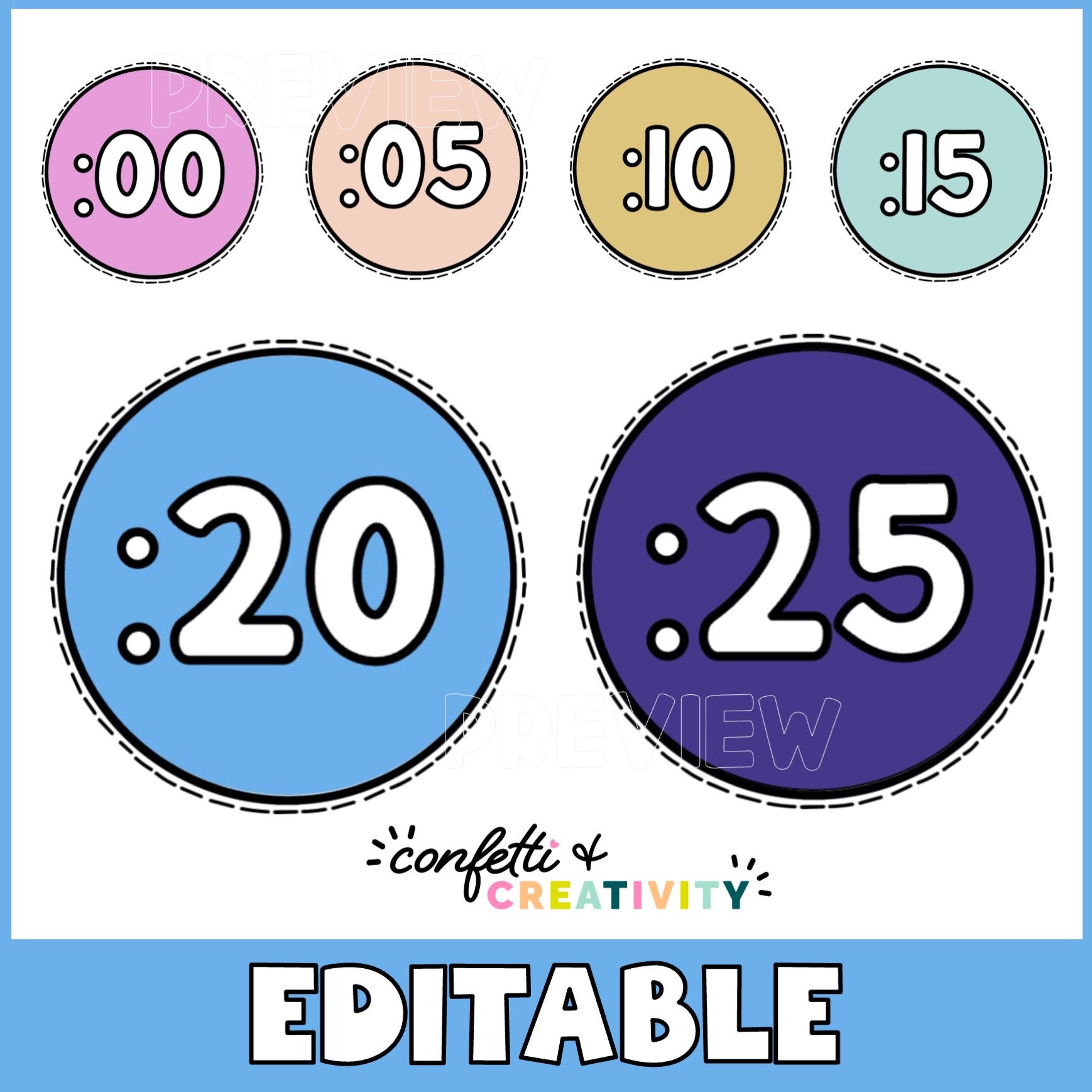 Elementary Clock Labels: 5-minute Intervals, Classroom Decor (digital ...