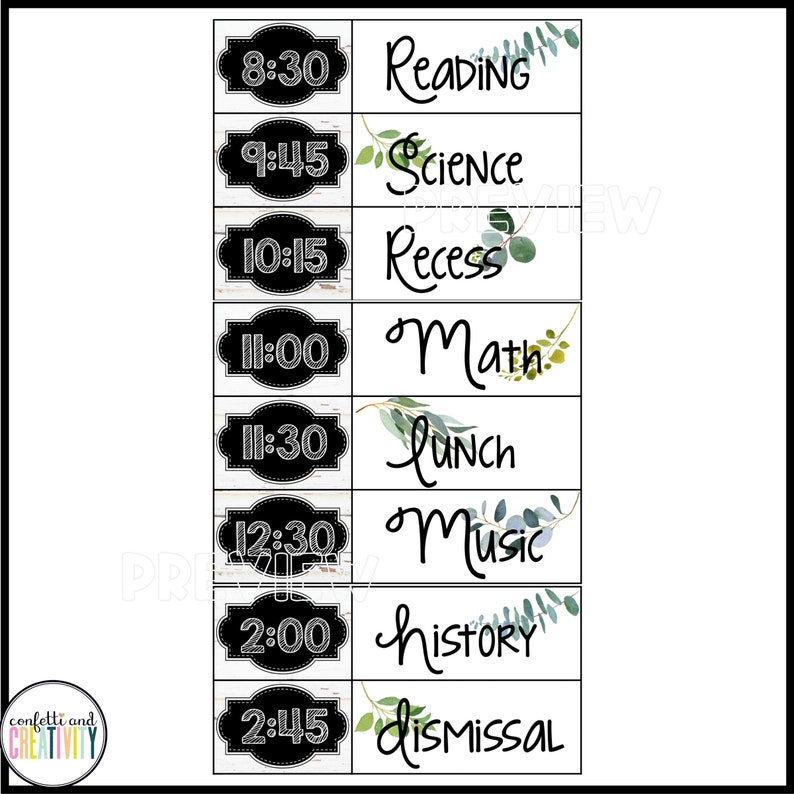 Farmhouse Classroom Schedule Cards: Editable Elementary Decor (digital ...
