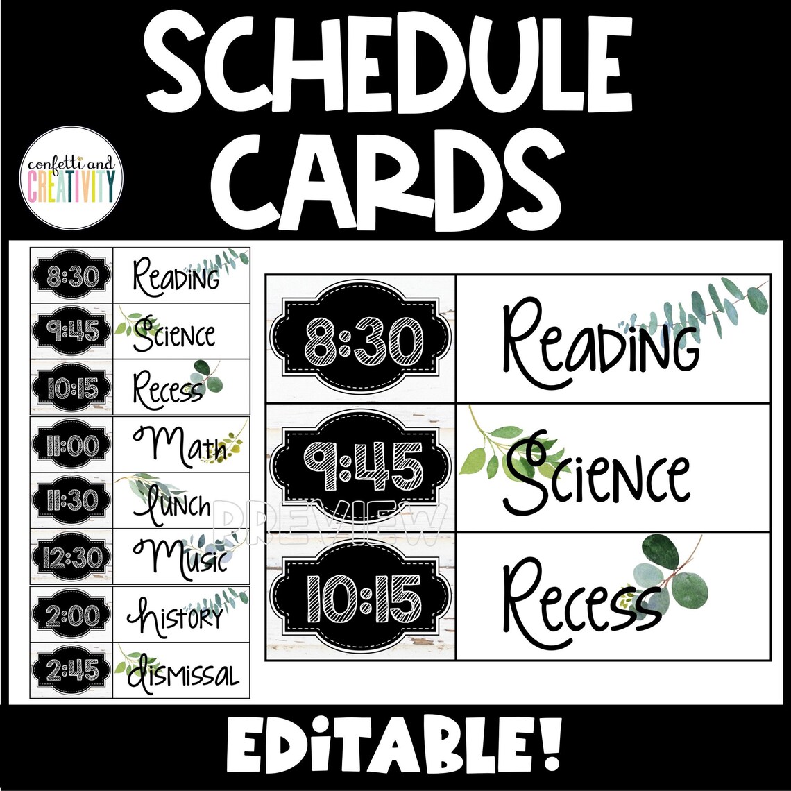 Farmhouse Classroom Schedule Cards: Editable Elementary Decor (digital ...
