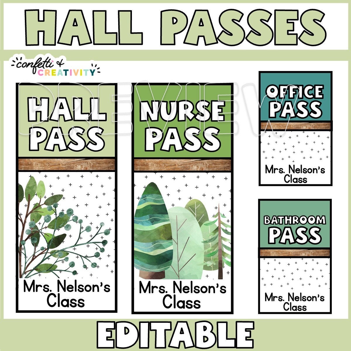 PRINTABLE Classroom Hall Passes Personalized Classroom Hall Pass ...