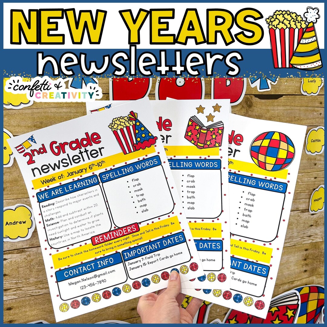 Editable New Year Classroom Newsletter & Calendar (digital Download) - Etsy