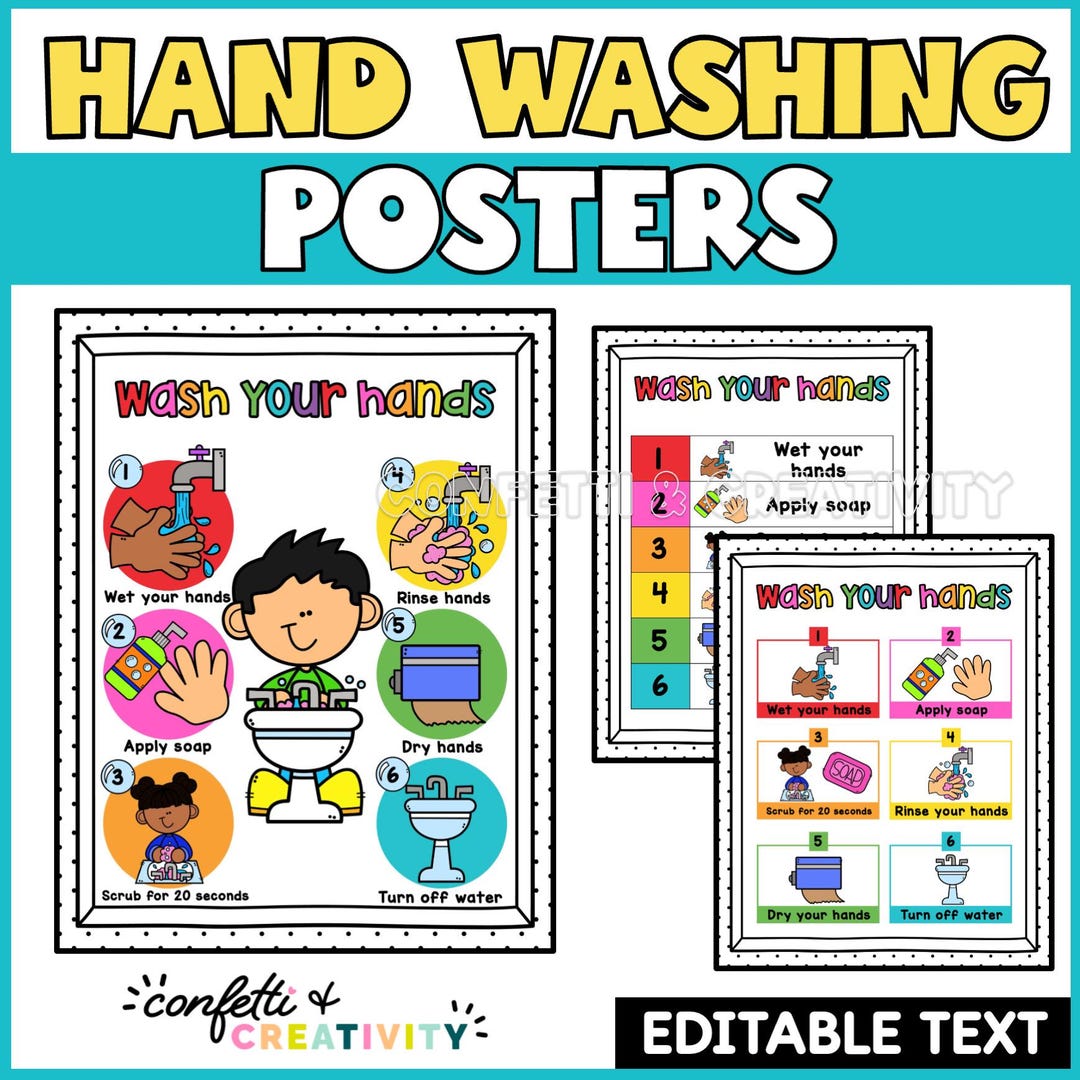 Hand Washing Posters Printable | Classroom Hygiene Charts | Bathroom ...