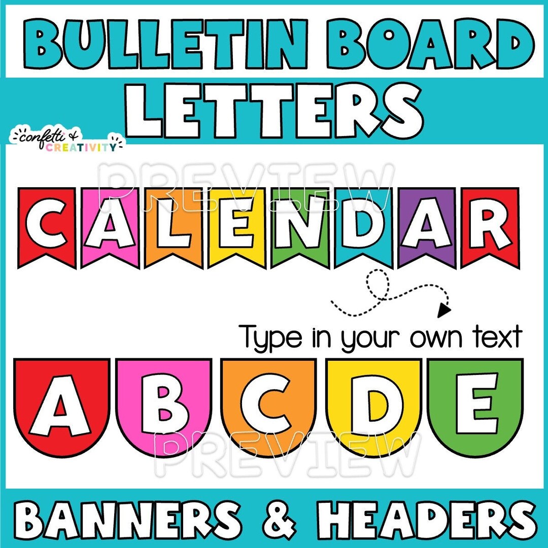 Bright Bulletin Board Letters: Editable Classroom Decor (digital ...