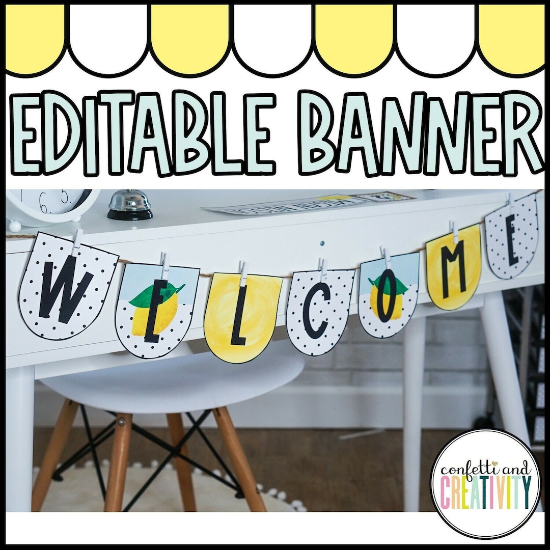 Editable Classroom Welcome Banner | Lemon Farmhouse Classroom Decor ...