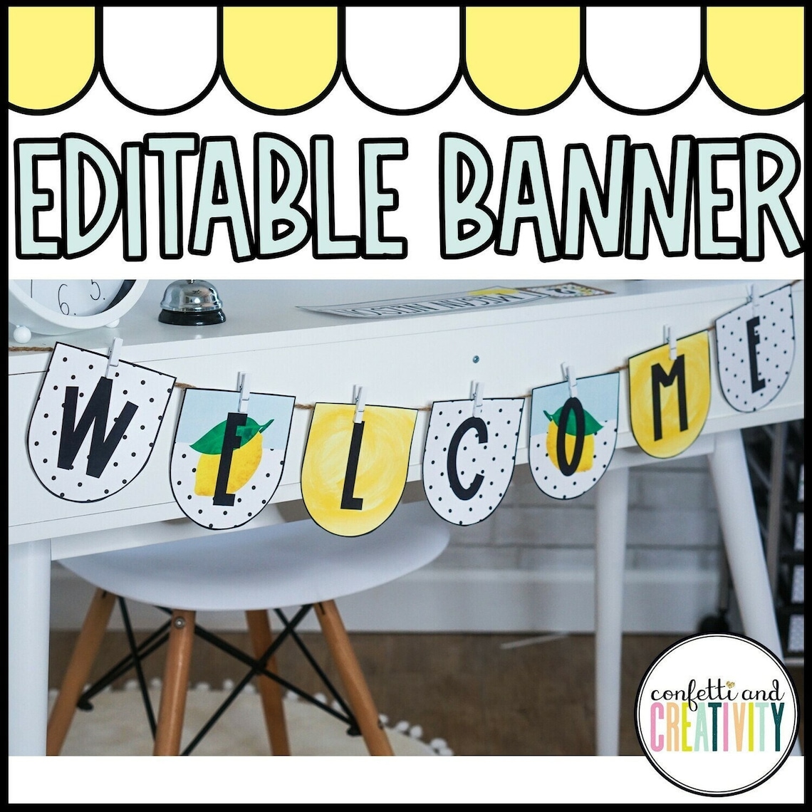 Lemon Classroom Welcome Banner: Editable Elementary Decor (digital ...