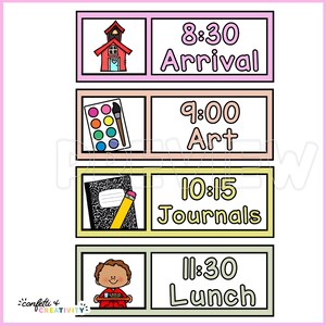 Classroom Daily Schedule Cards Editable Classroom Schedule Elementary ...